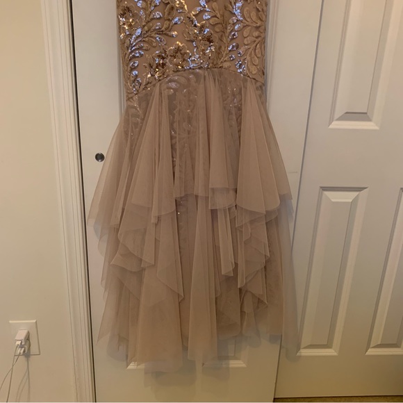 Betsy & Adam | Dresses | Betsy Adam Pink Rose Gold Sequin Mermaid Gown ...